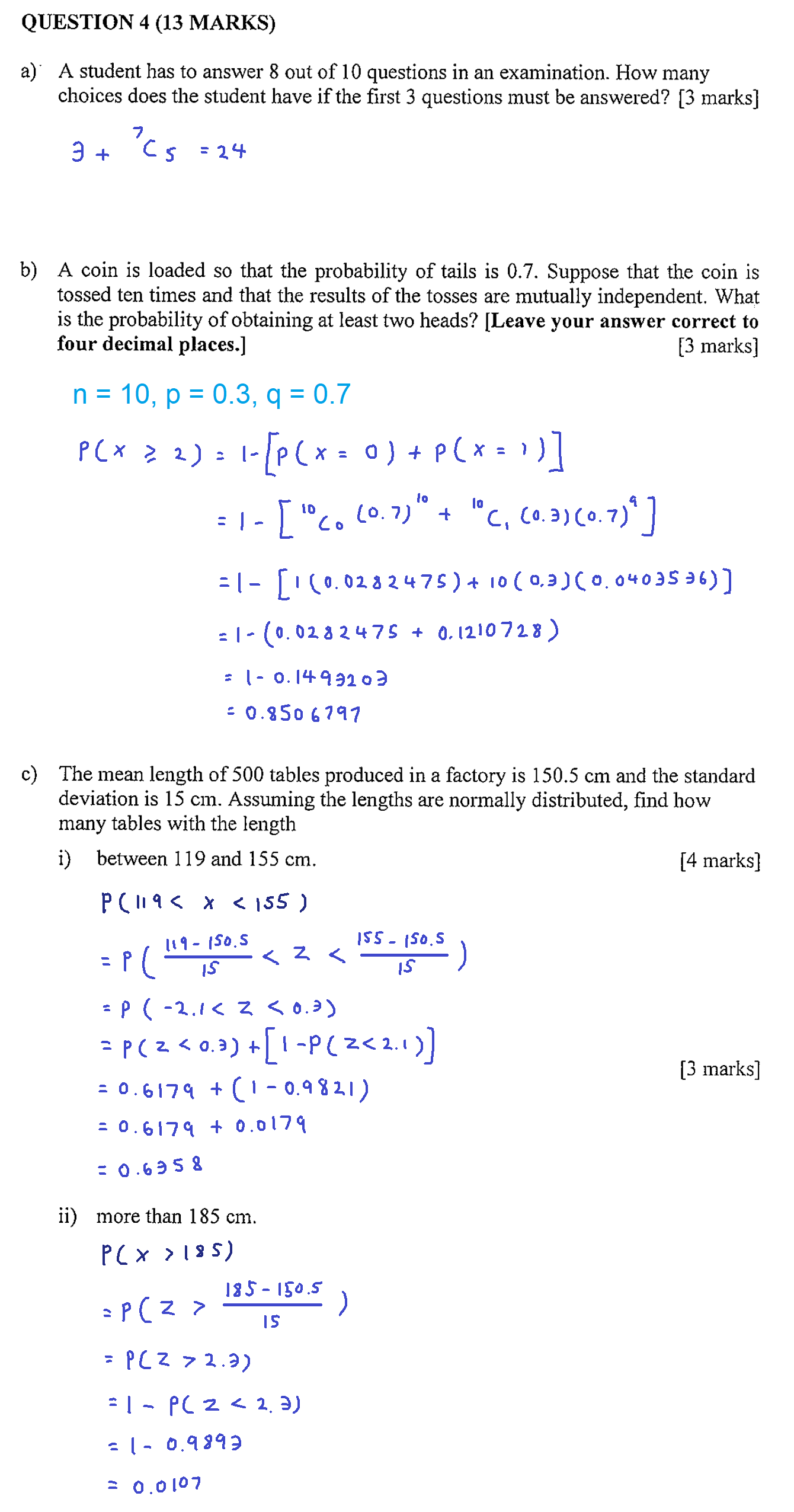 Exam questions - TMA 1201